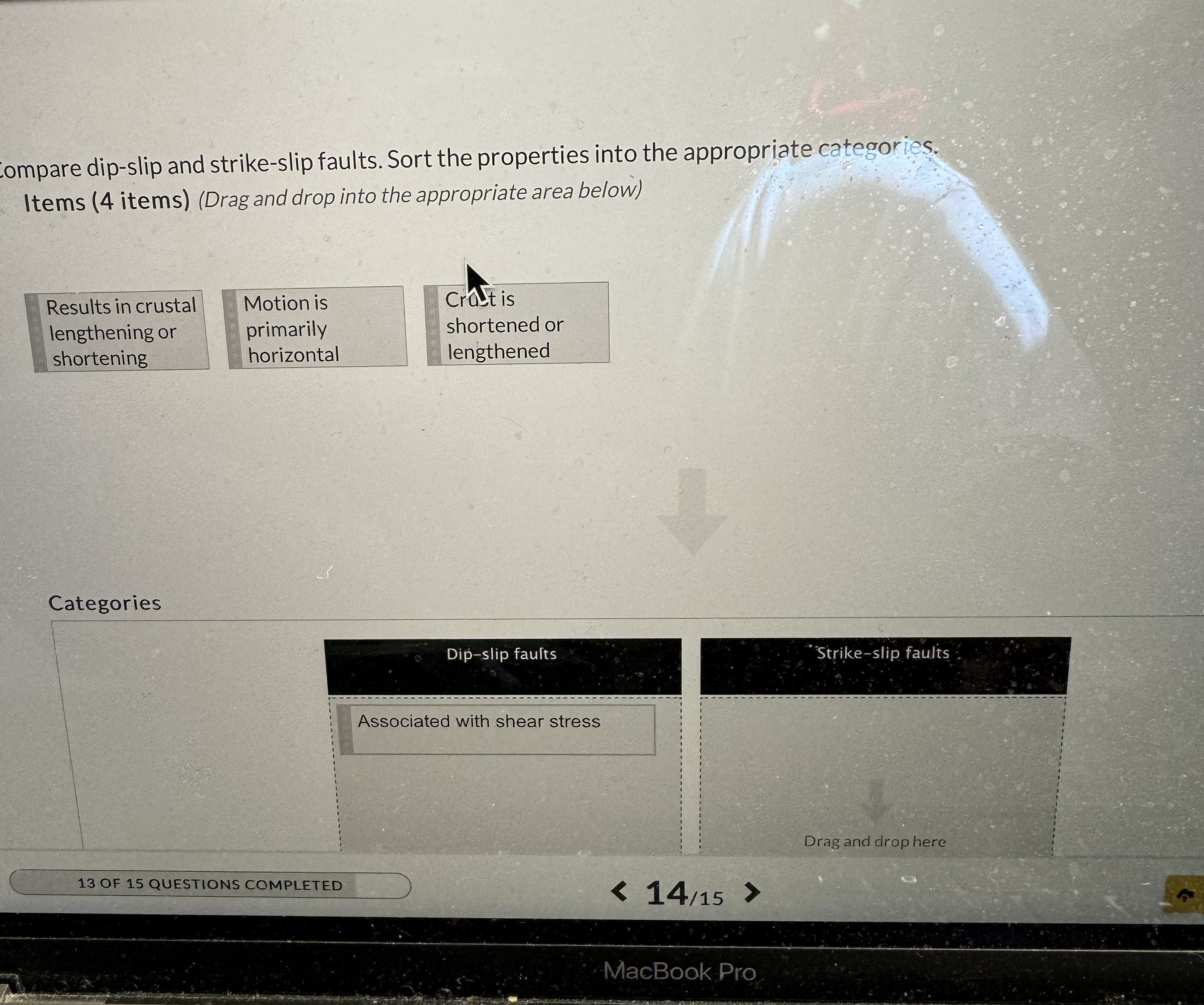Solved ompare dip-slip and strike-slip faults. Sort the | Chegg.com