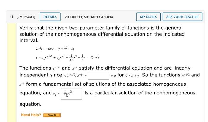 Solved 11. [-/1 Points) DETAILS ZILLDIFFEQMODAP11 4.1.034. | Chegg.com Solved 11. [-/1 Points) DETAILS ZILLDIFFEQMODAP11 4.1.034. | Chegg.com