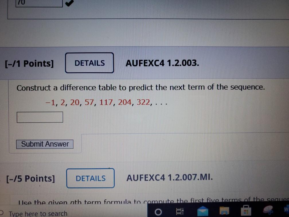 Solved [-/1 Points] DETAILS AUFEXC4 1.2.003. Construct a | Chegg.com