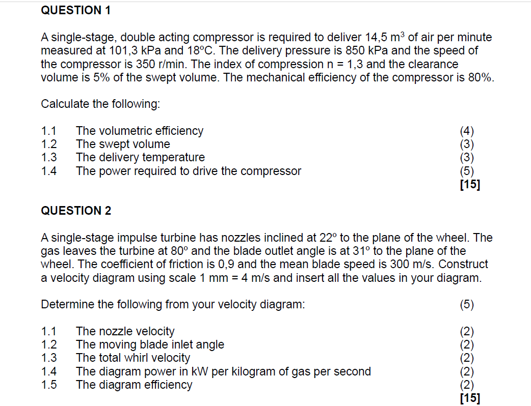 Solved QUESTION 1A single-stage, double acting compressor is | Chegg.com