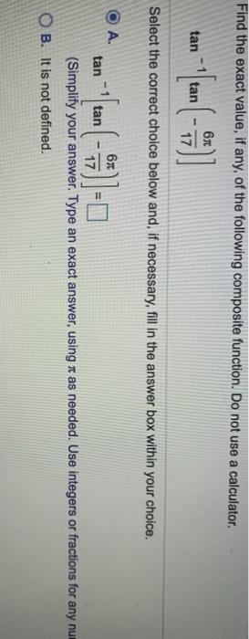 Solved Find the exact value, if any, of the following | Chegg.com
