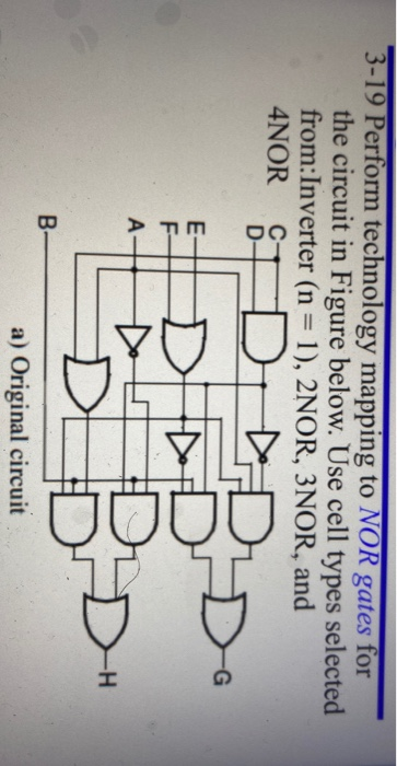 3-19 Perform technology mapping to NOR gates for the | Chegg.com