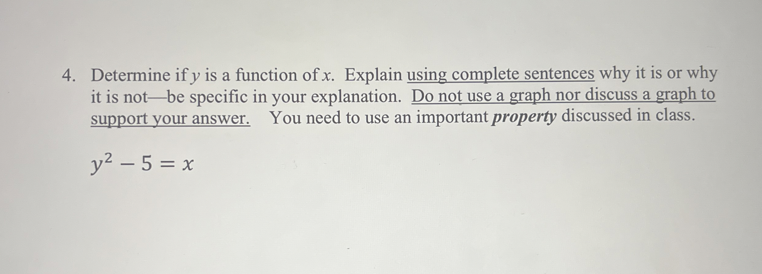 Solved Determine if y ﻿is a function of x. ﻿Explain using | Chegg.com