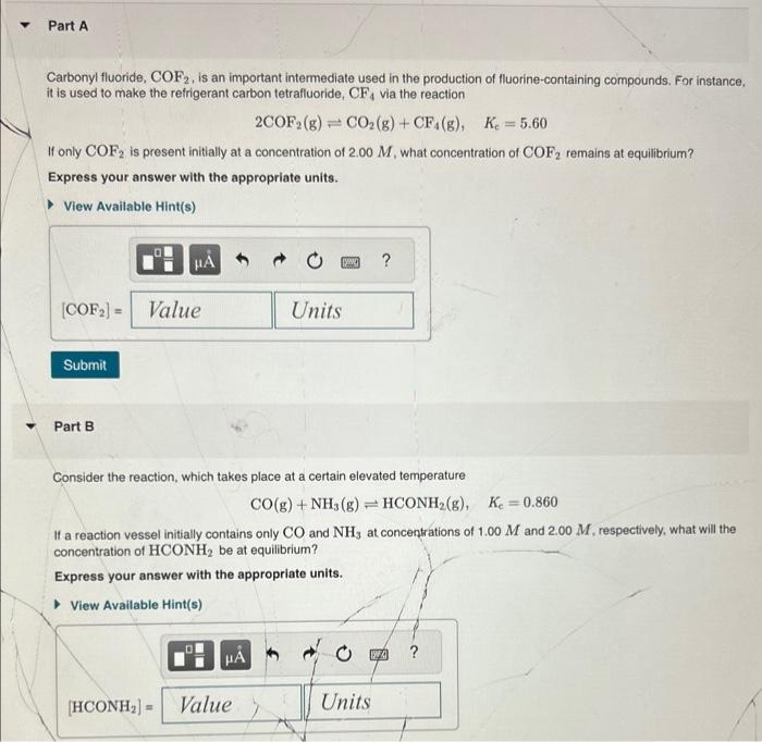 Solved Carbonyl fluoride, COF2, is an important intermediate | Chegg.com
