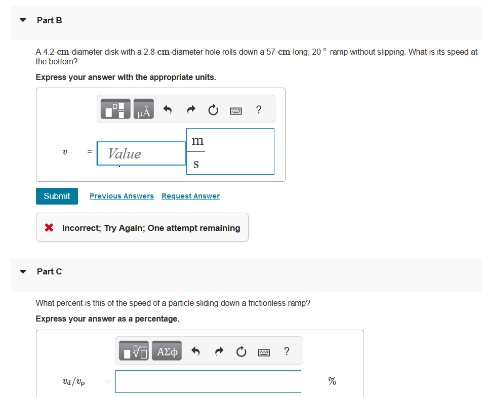 Solved Part BA 4.2-cm-diameter disk with a 2.8-cm-diameter | Chegg.com
