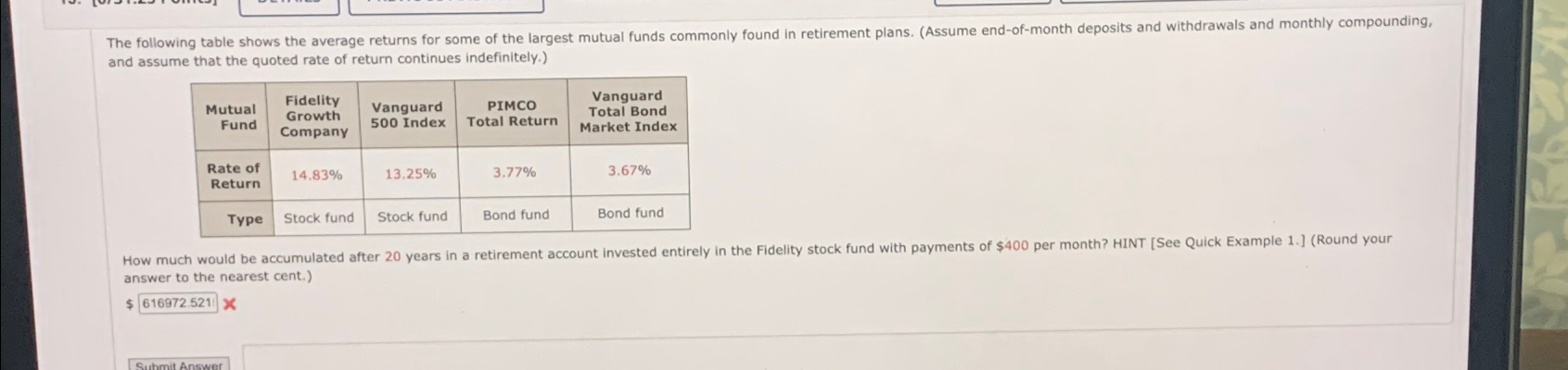 Solved and assume that the quoted rate of return continues | Chegg.com
