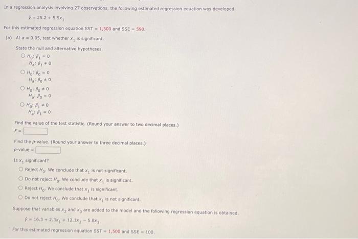 Solved φ=25.2+5.5x1 r this estimated regression equation | Chegg.com