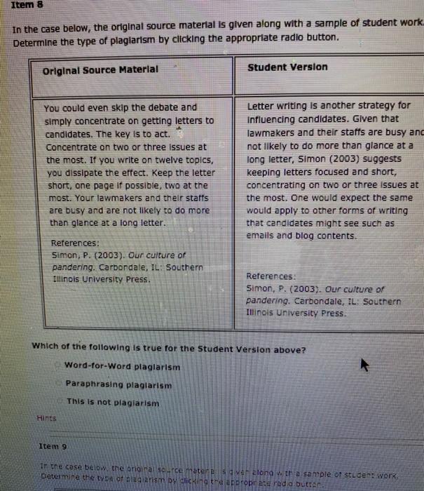 Solved Item 10 In the case below, the original source | Chegg.com