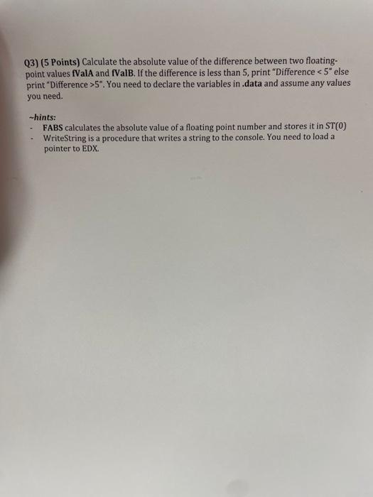 Solved Q3) (5 Points) Calculate the absolute value of the | Chegg.com