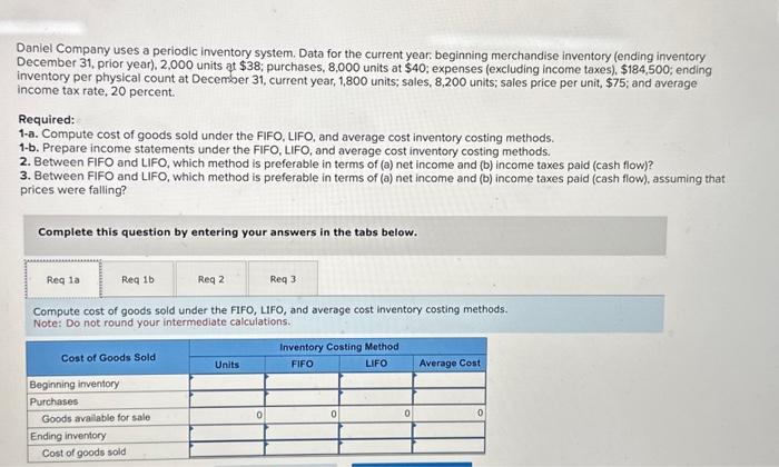Solved Daniel Company uses a periodic inventory system. Data | Chegg.com