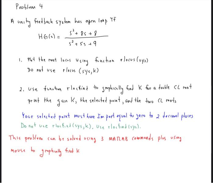 Solved A unity feedback system has open loop TF | Chegg.com