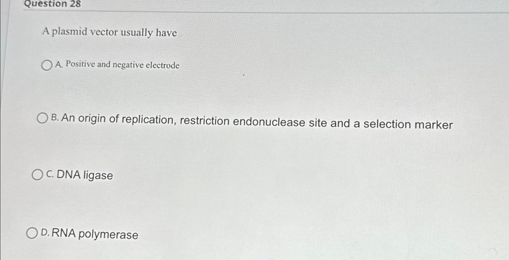 Solved Question 28A plasmid vector usually haveA. ﻿Positive | Chegg.com