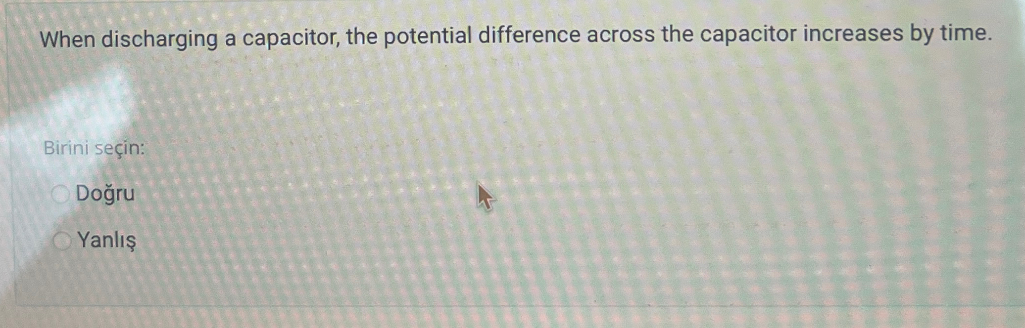 Solved When discharging a capacitor, the potential | Chegg.com