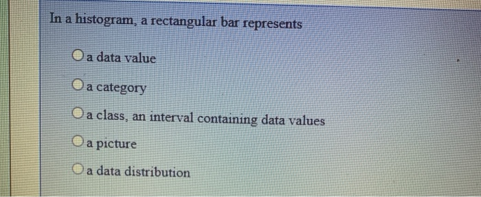 Solved In a histogram, a rectangular bar represents O a data | Chegg.com