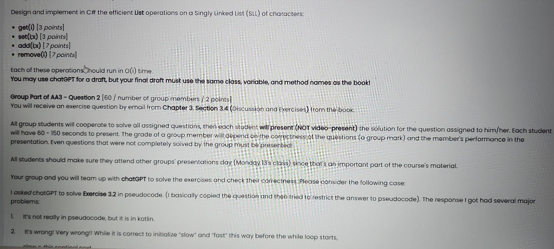Solved Design and implement in C\# the efficient List | Chegg.com