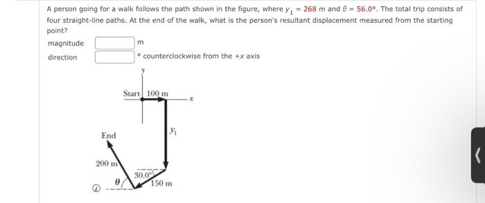 Solved A person going for a walk follows the path shown in | Chegg.com
