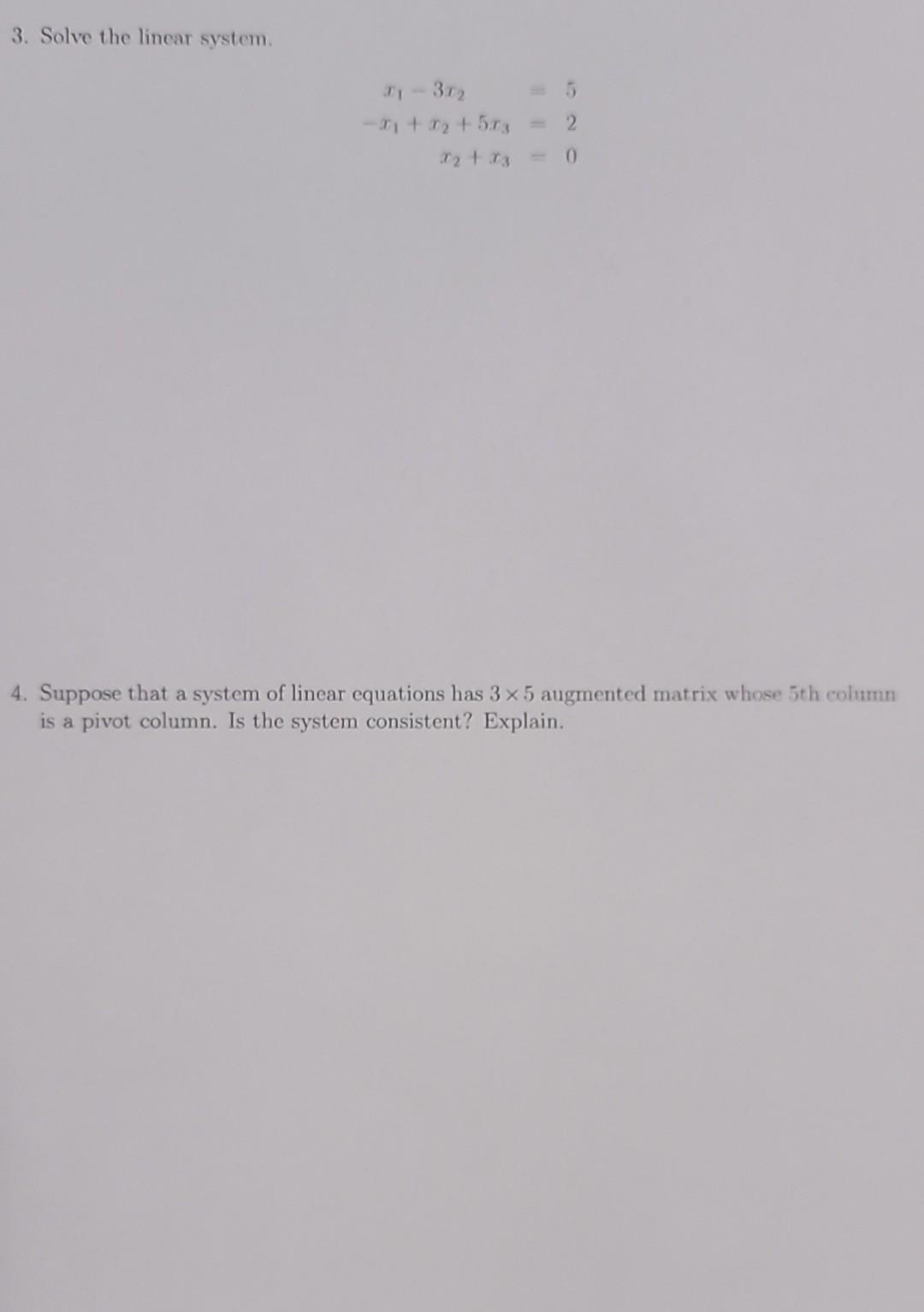 Solved 3. Solve the linear system. | Chegg.com