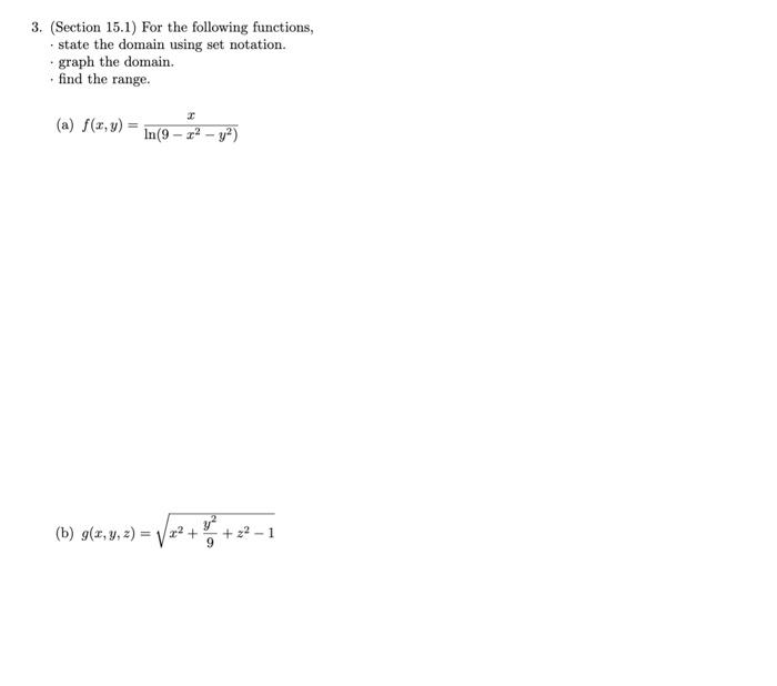 Solved 3. (Section 15.1) For the following functions, - | Chegg.com