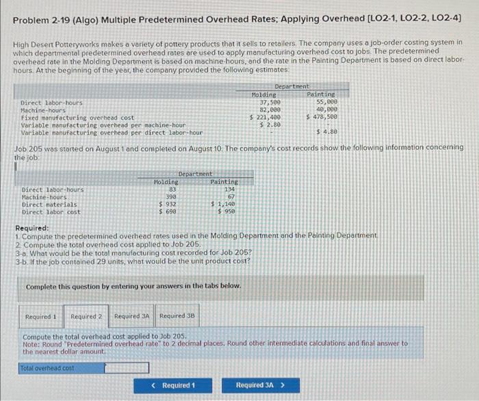 Solved Problem 2-19 (Algo) Multiple Predetermined Overhead | Chegg.com
