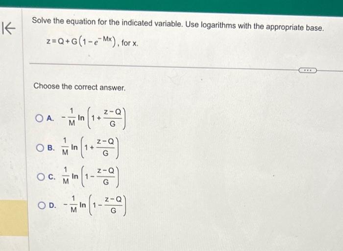 Solved Solve the equation for the indicated variable. Use | Chegg.com