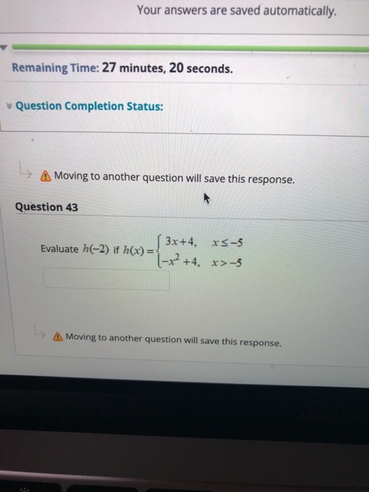 Solved Your answers are saved automatically. Remaining Time: | Chegg.com