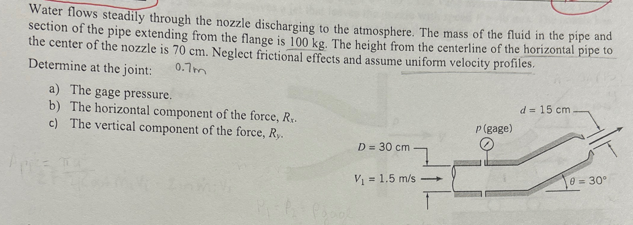 Solved Water flows steadily through the nozzle discharging | Chegg.com