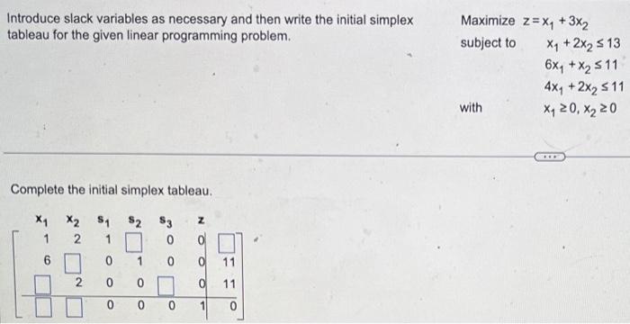 Solved Introduce slack variables as necessary and then write | Chegg.com