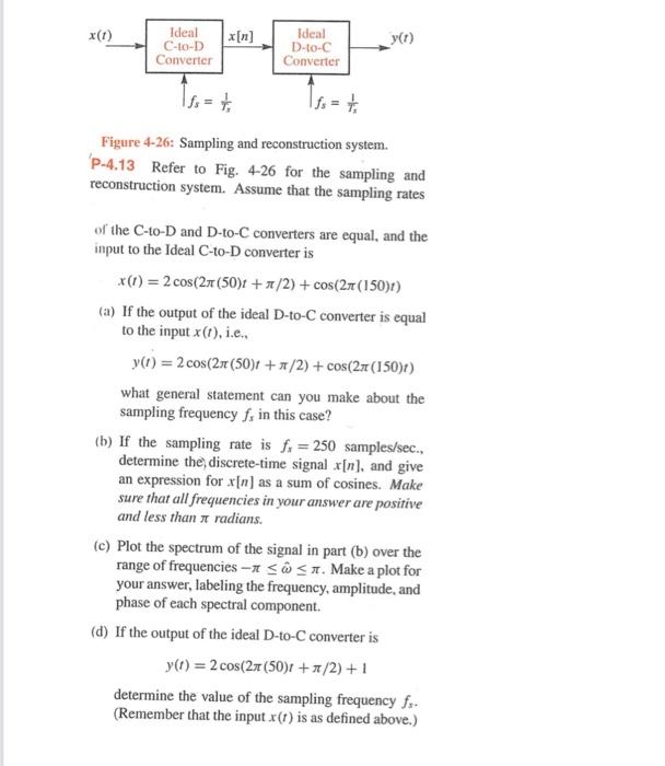 Solved x(1) x[n] Ideal C-to-D Converter y(1) Ideal D-to-C | Chegg.com
