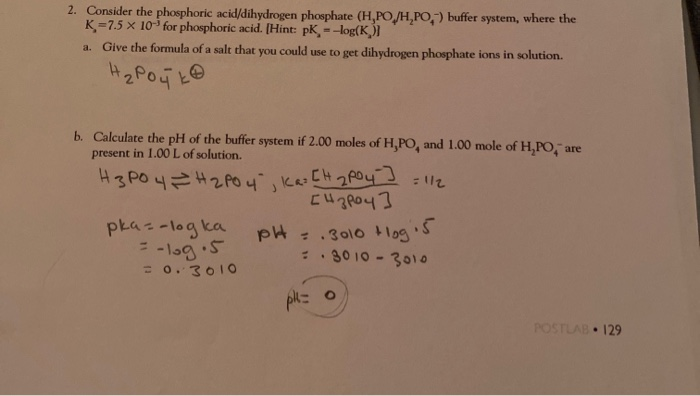 Solved 2. Consider the phosphoric acid/dihydrogen phosphate | Chegg.com