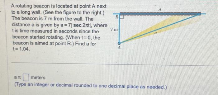 Solved A rotating beacon is located at point A next to a | Chegg.com