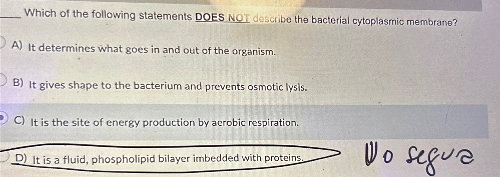 Solved Which of the following statements DOES NOT describe | Chegg.com