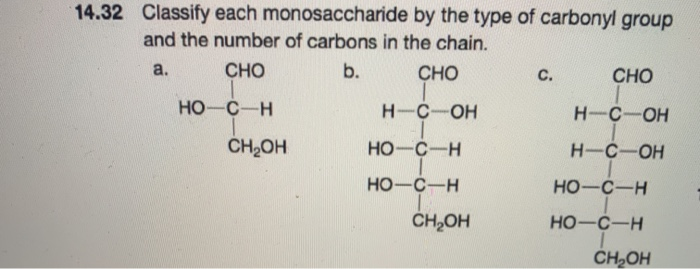 Solved 14.32 Classify each monosaccharide by the type of | Chegg.com