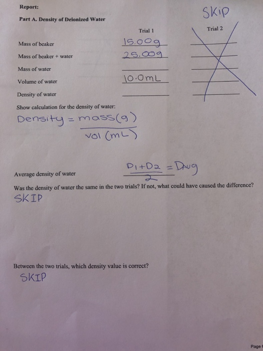Solved Density Measurement Purpose: Learn how to make | Chegg.com
