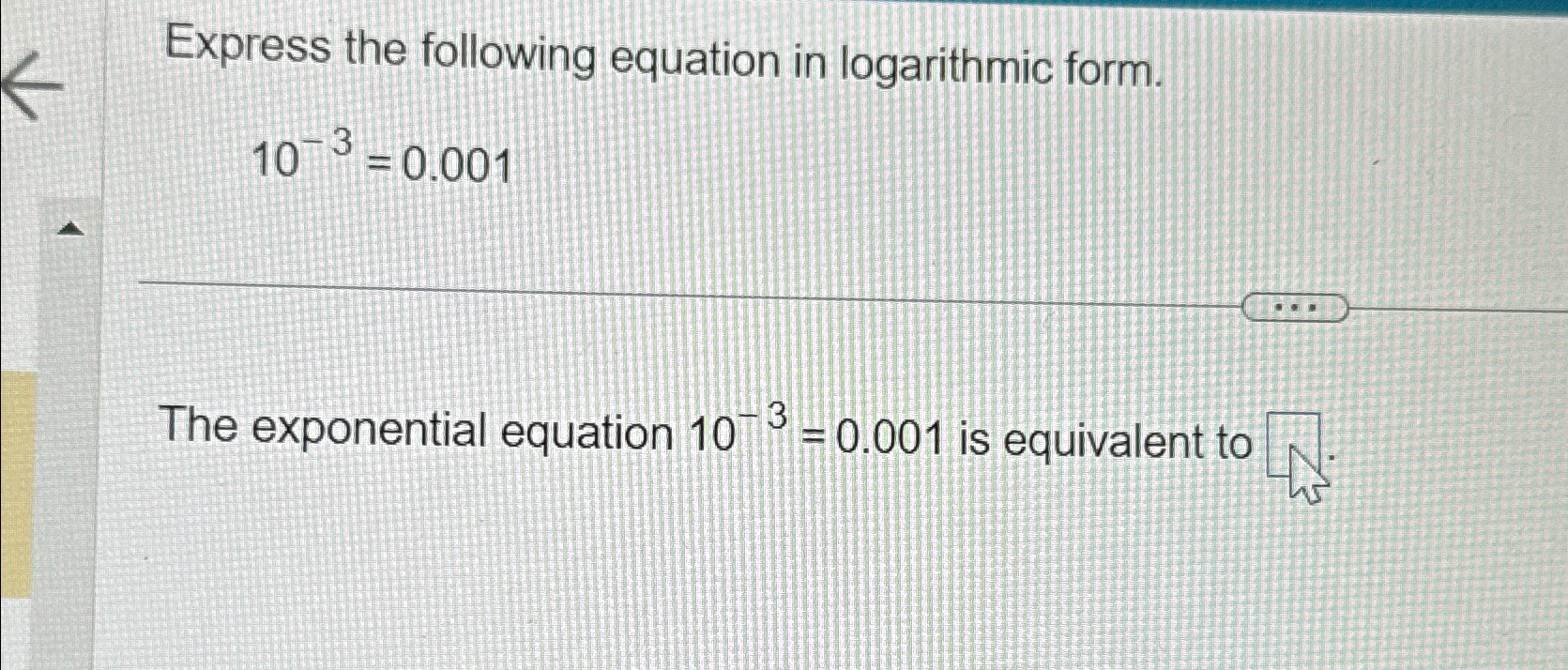 Solved Express the following equation in logarithmic | Chegg.com