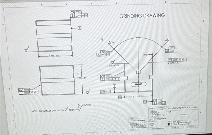 Solved GRINDING DRAWING What material is the part made | Chegg.com