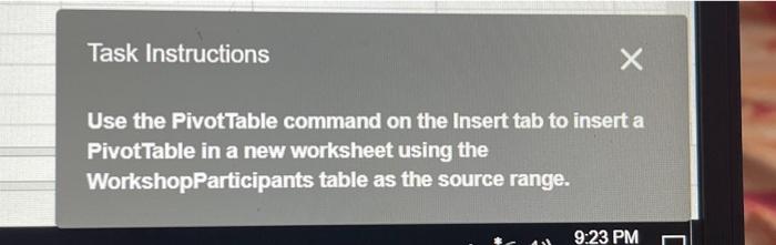 Solved Task Instructions Use the PivotTable command on the | Chegg.com Solved Task Instructions Use the PivotTable command on the | Chegg.com