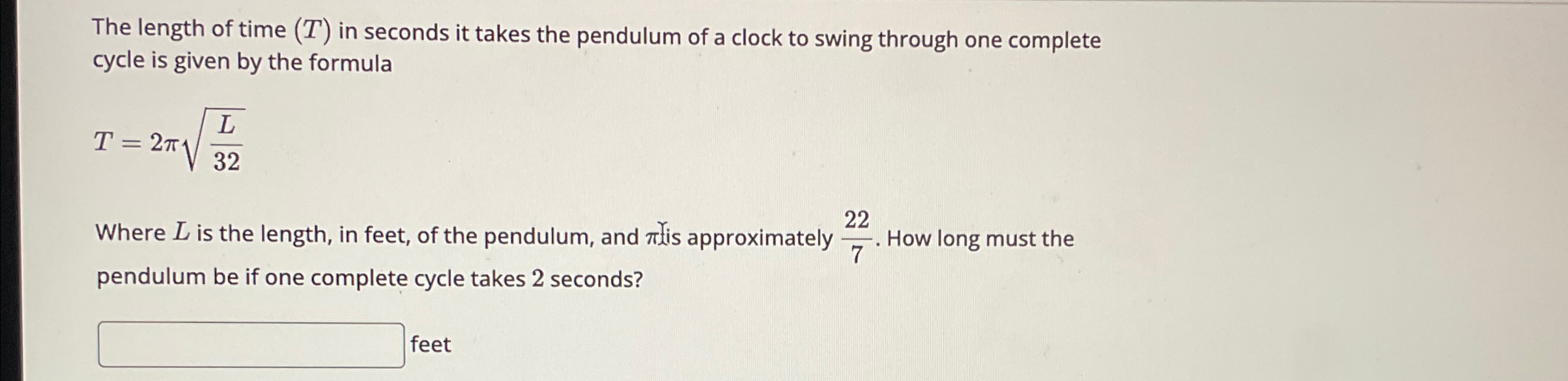 Solved The length of time (T) ﻿in seconds it takes the | Chegg.com