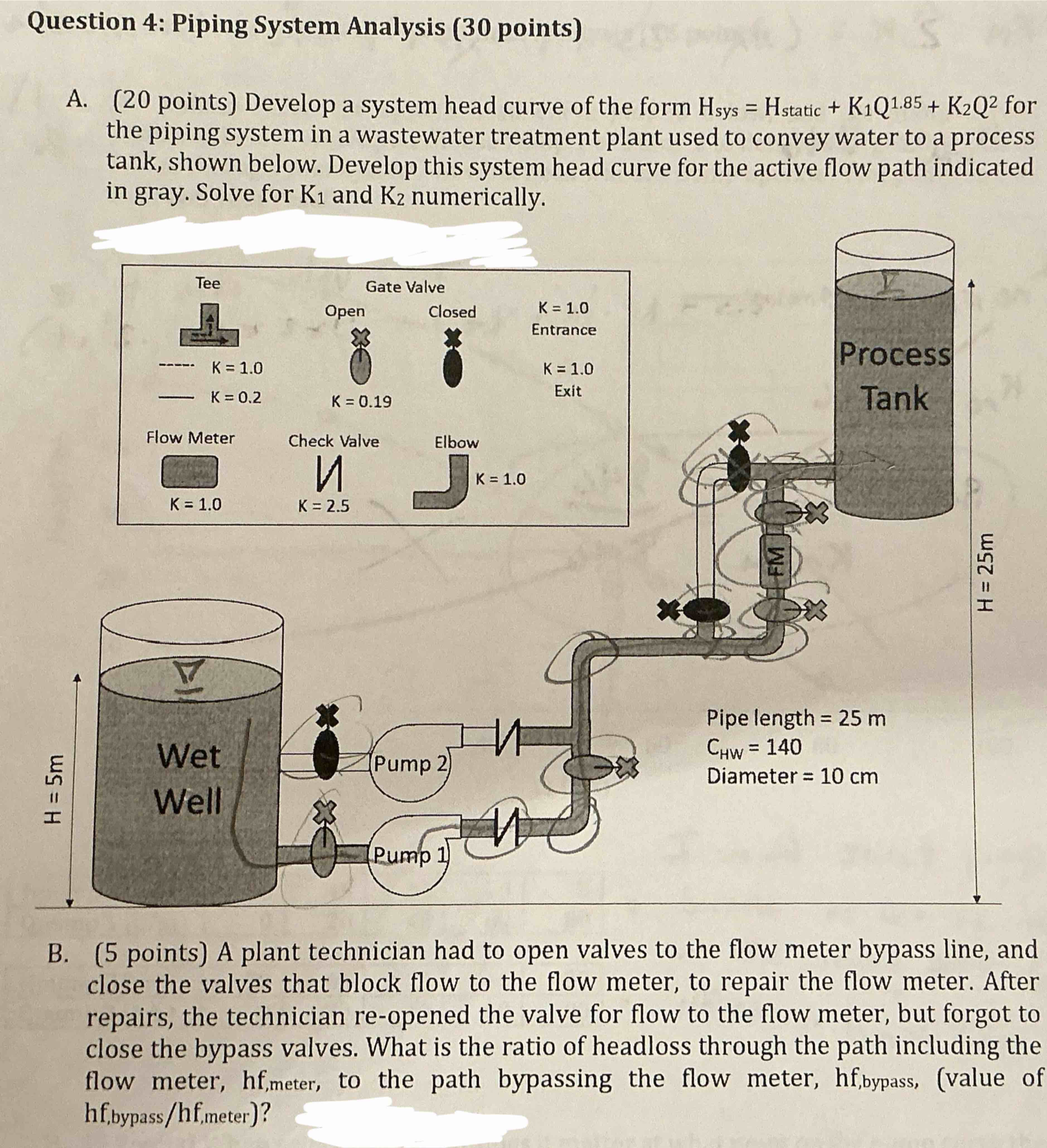 Solved Question 4: Piping System Analysis (30 ﻿points) | Chegg.com