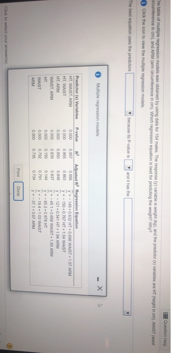 Solved variables are HT (height in cm. WAIST wast table of | Chegg.com