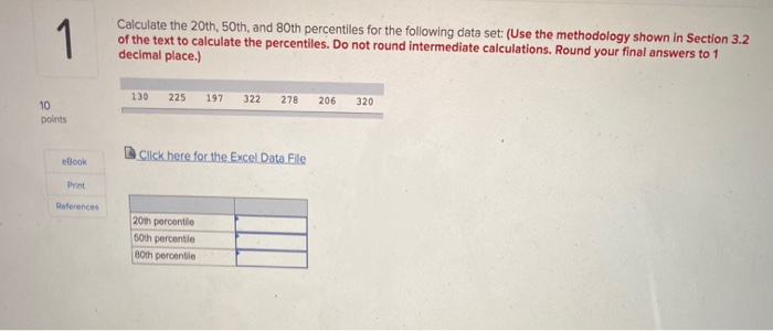 Solved Calculate the 20th, 50th, and 80th percentiles for | Chegg.com