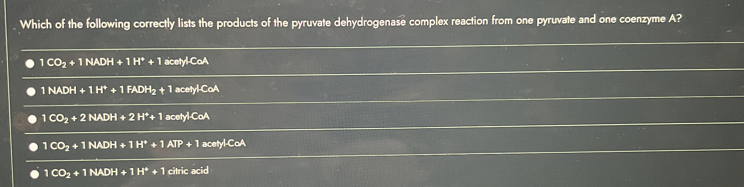 Solved Which of the following correctly lists the products | Chegg.com