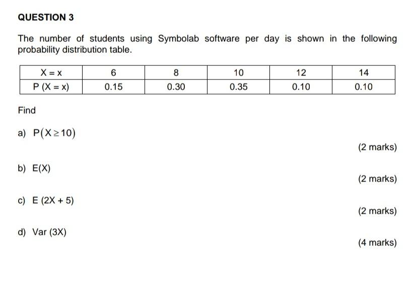 Solved QUESTION 3 The number of students using Symbolab | Chegg.com