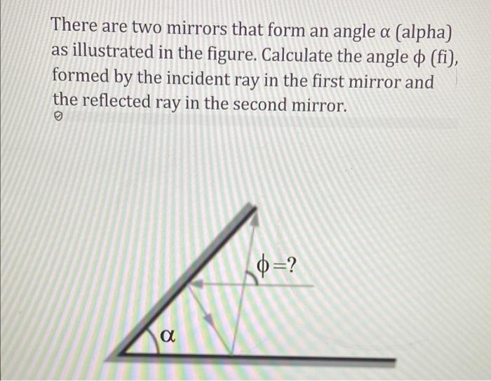 Solved There are two mirrors that form an angle a (alpha) as | Chegg.com