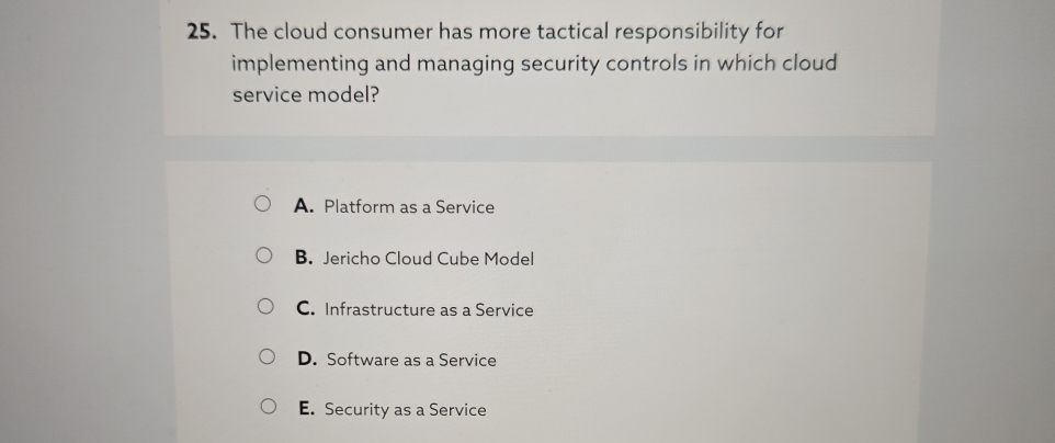 Solved The cloud consumer has more tactical responsibility | Chegg.com