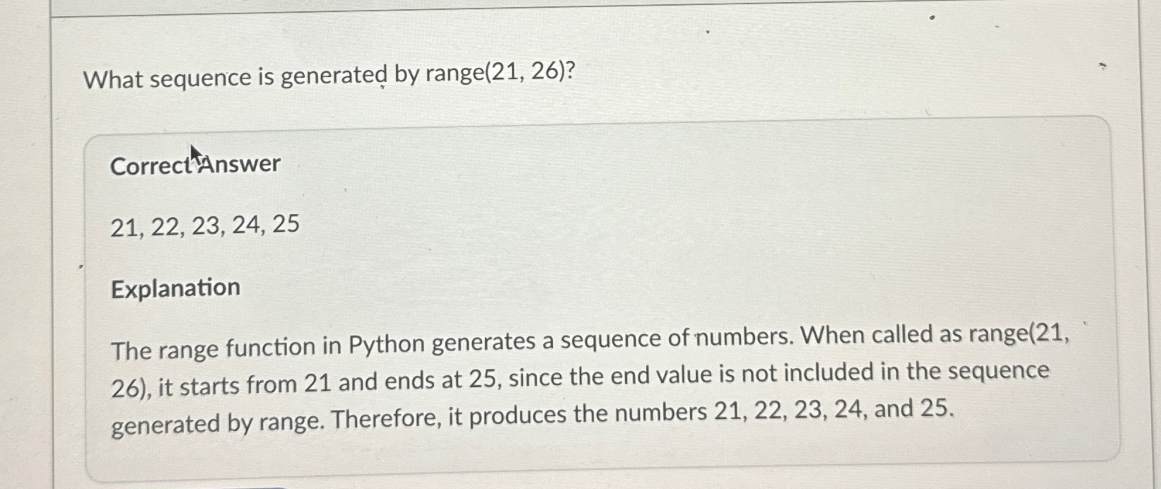 Solved What sequence is generated by range | Chegg.com