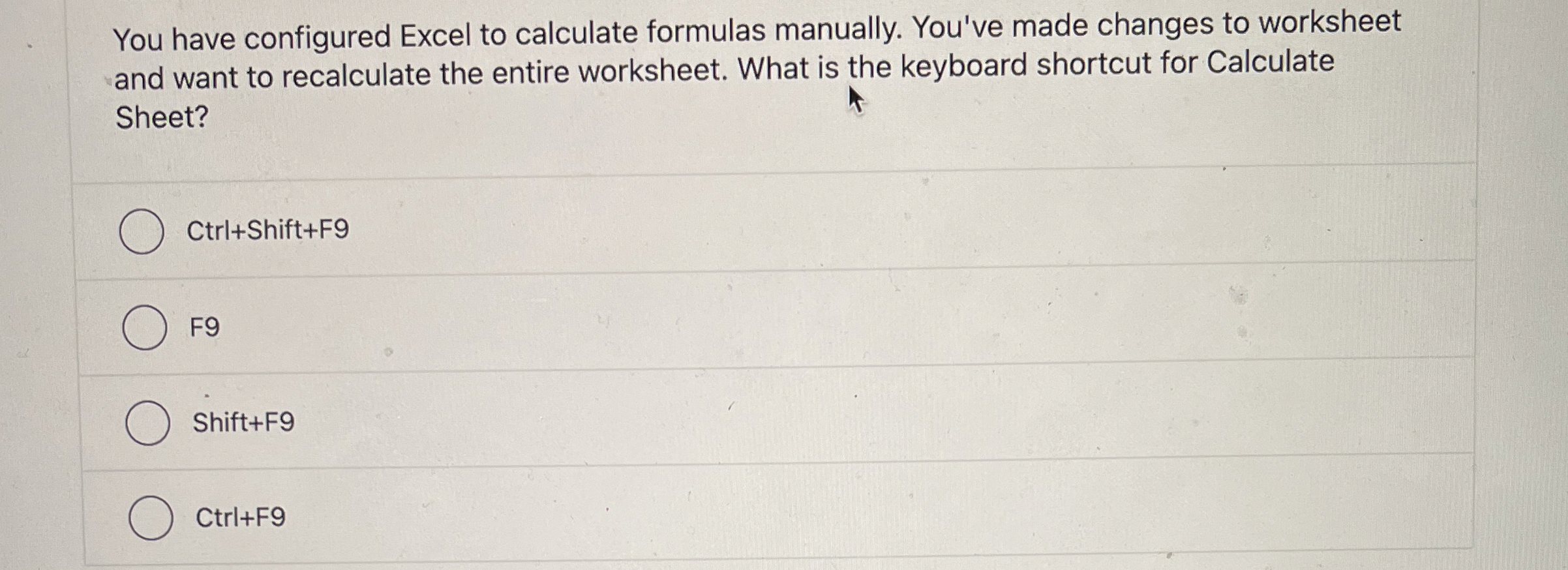 Solved You have configured Excel to calculate formulas | Chegg.com