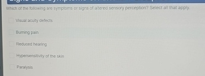 Which of the following are symptoms or signs of | Chegg.com