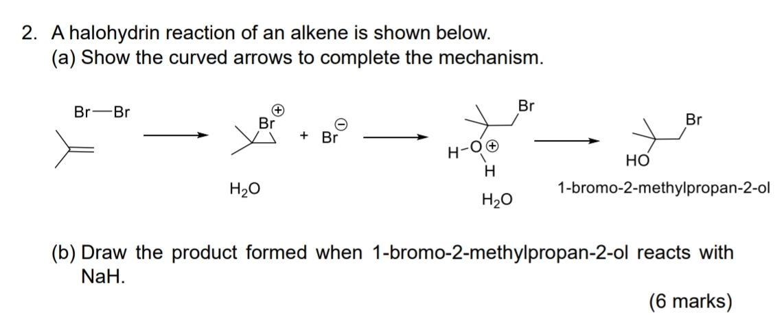 Solved A halohydrin reaction of an alkene is shown below.(a) | Chegg.com