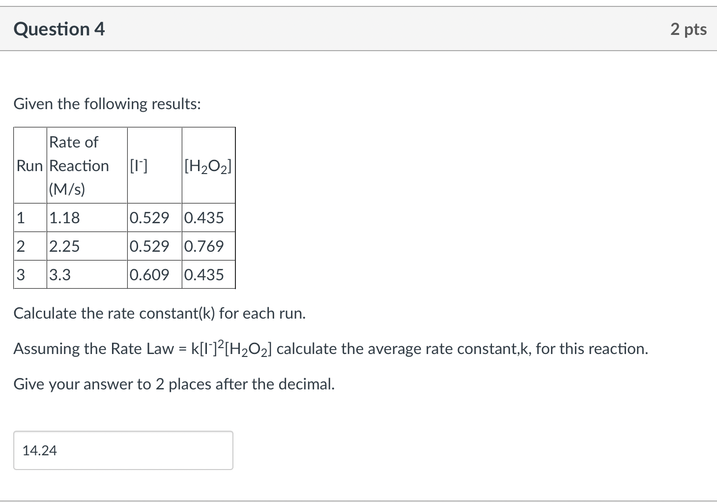 Solved Question 4Given the following results:Calculate the | Chegg.com