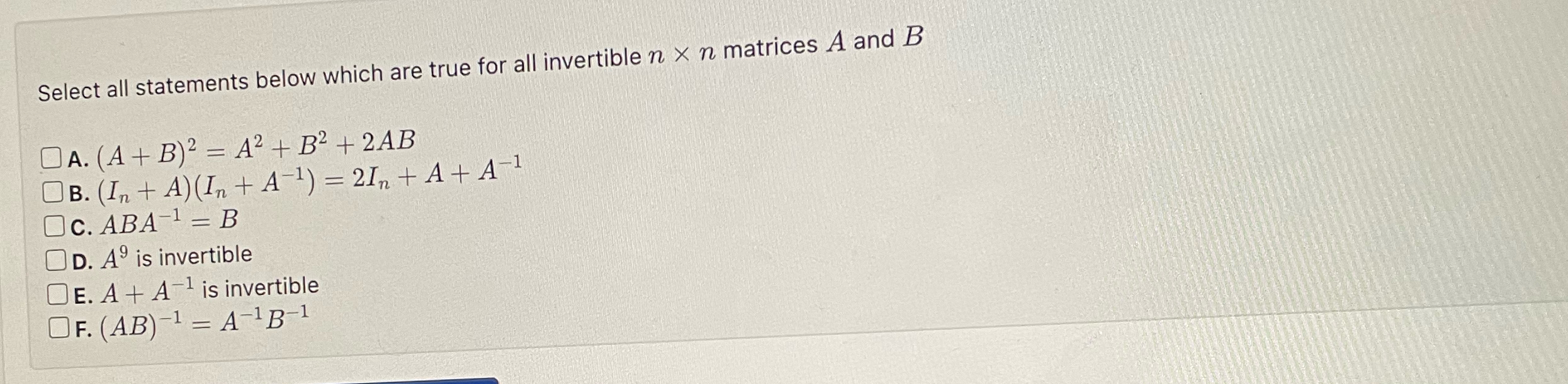 Solved Select all statements below which are true for all | Chegg.com